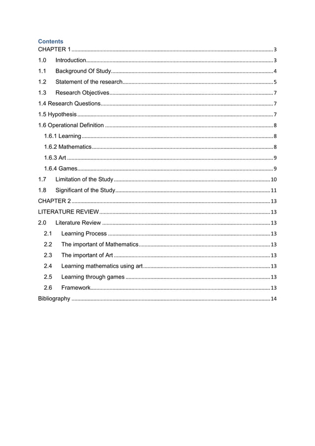 Example of Proposal : THE STUDY ON LEARNING MATHEMATICS THROUGH ART BY ...