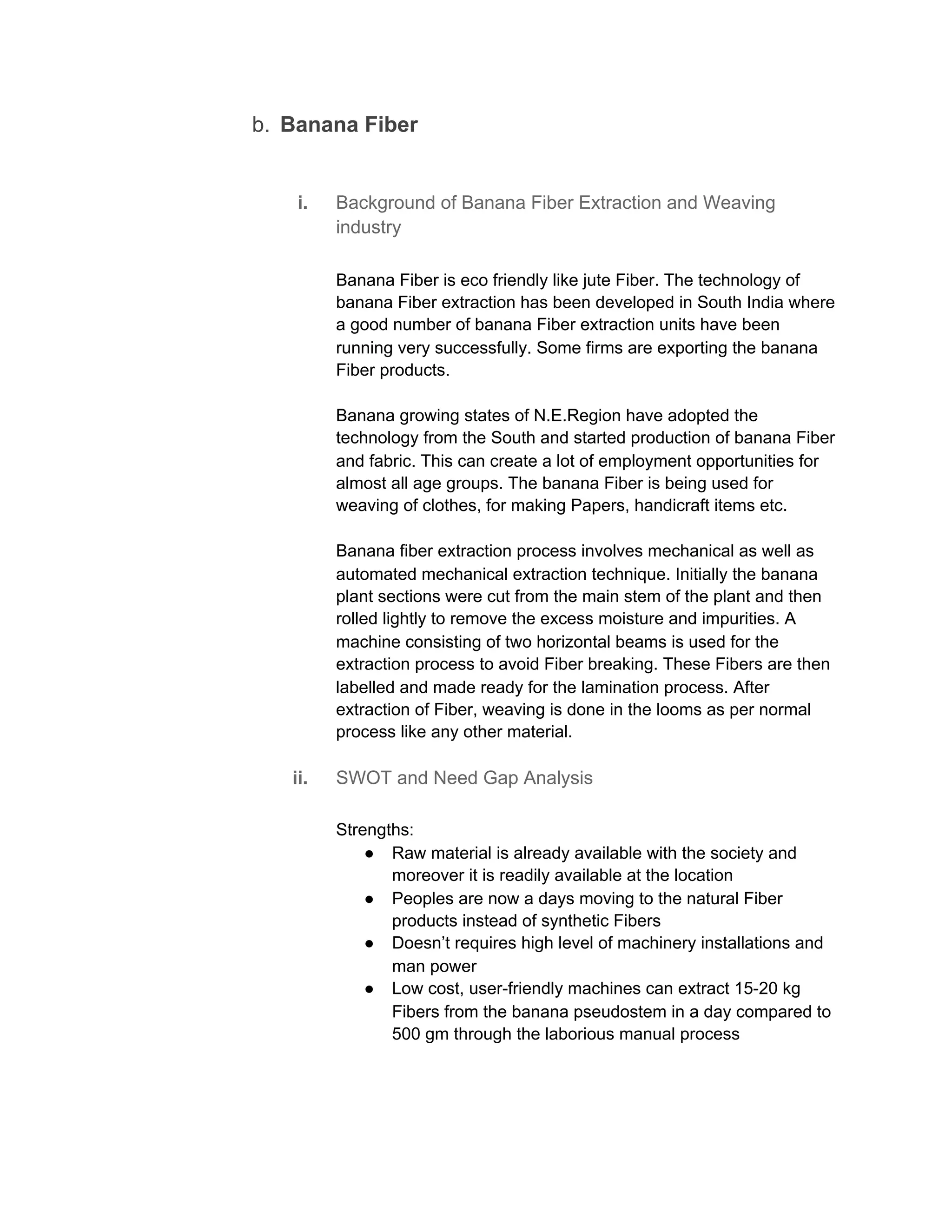 DPR and status report on manufacturing of Agarbatti & Banana Fiber ...