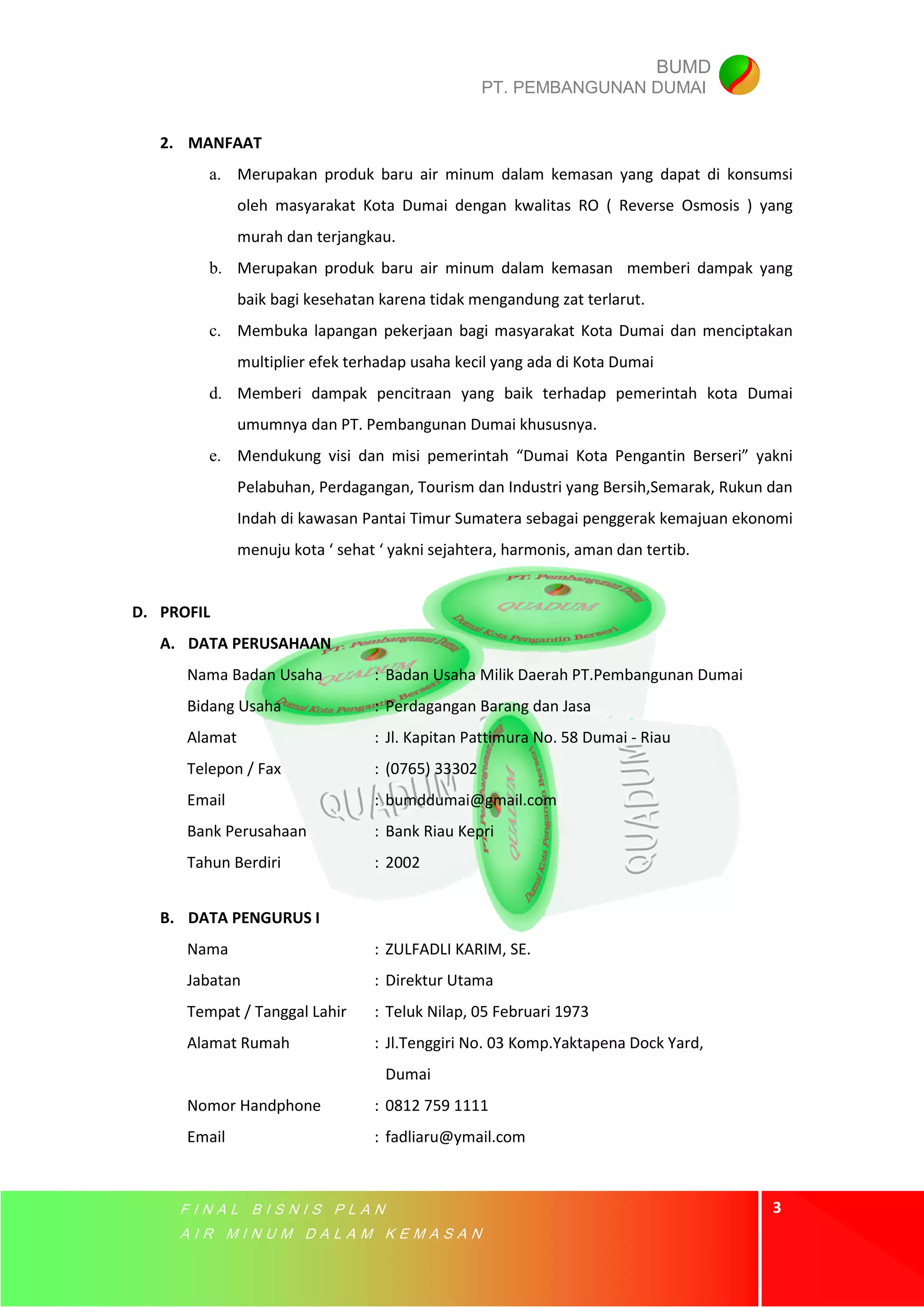 Proposal air minum dalam kemasan | PDF