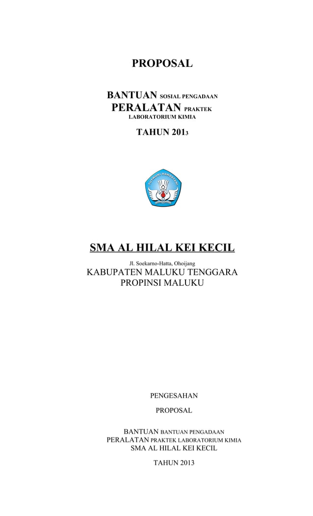 Proposal alat lab kimia sma alhilal 2013 | DOC