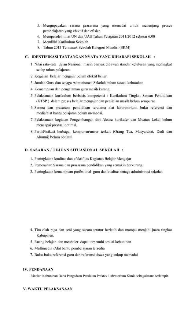 Proposal alat lab kimia sma alhilal 2013 | DOC