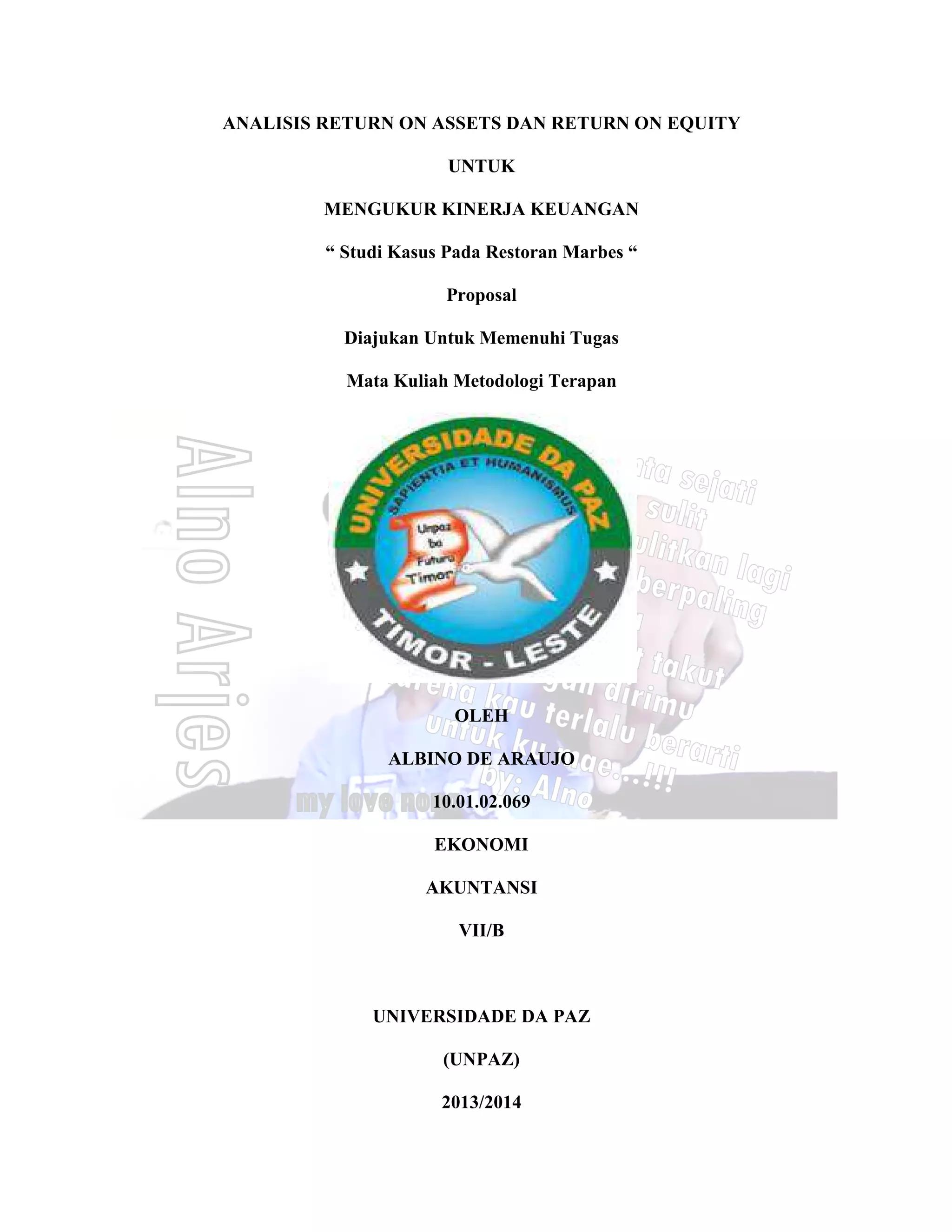 Proposal analisis roa dan roe untuk mengukur kinerja keuangan | PDF