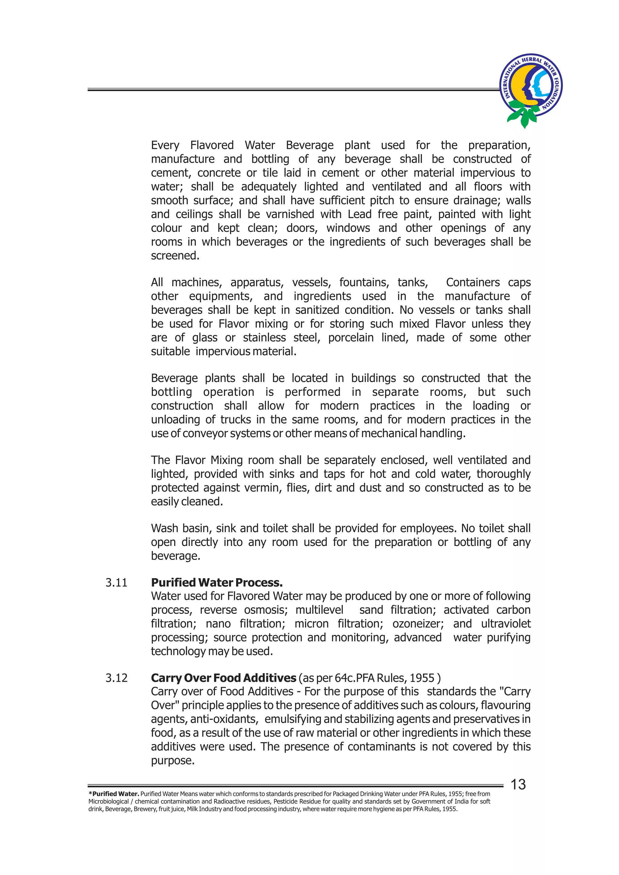 Proposal and draft standard flavored standard water from ihwf | PDF