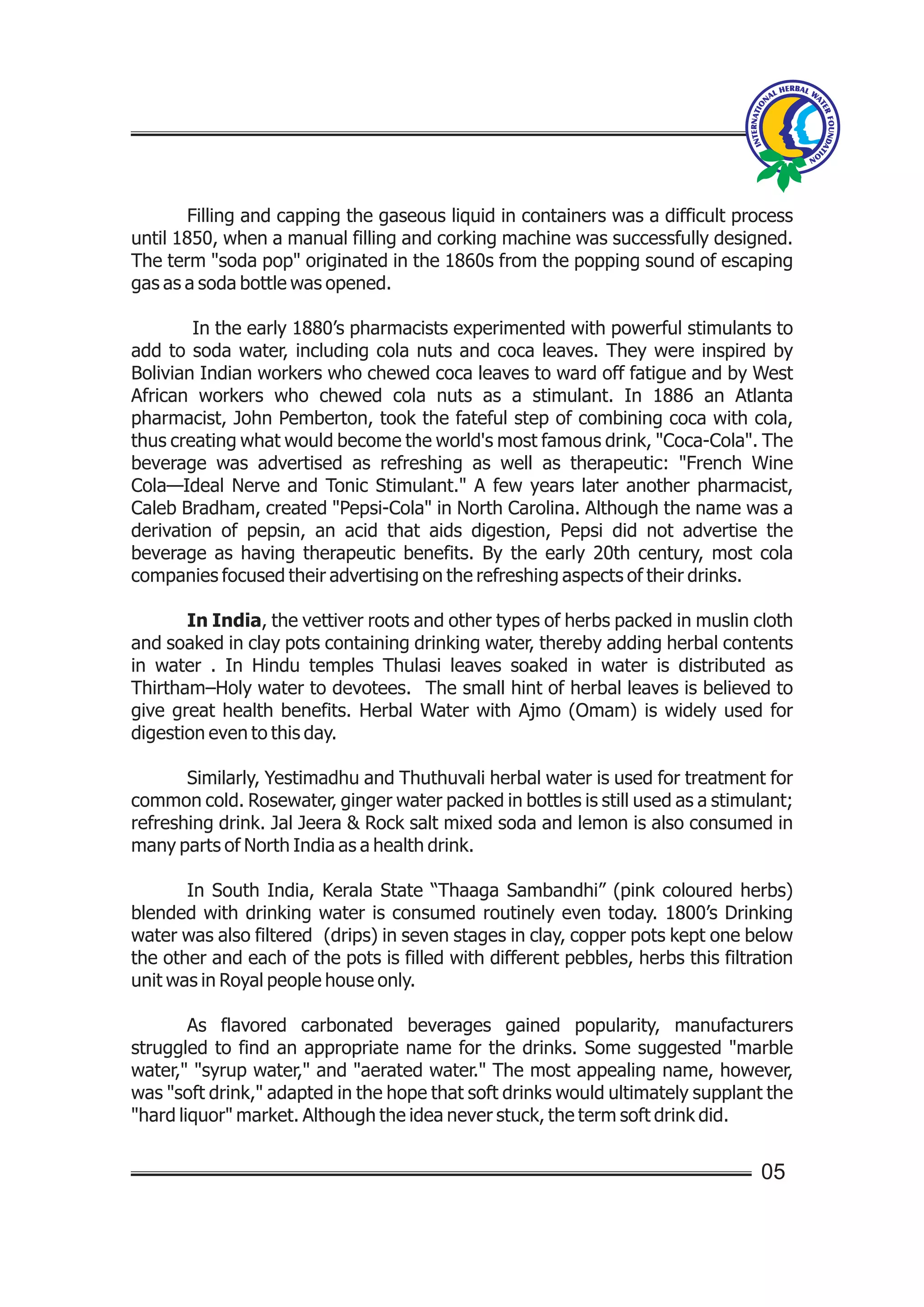Proposal and draft standard flavored standard water from ihwf | PDF