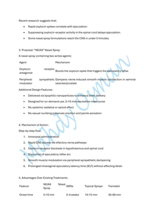 Proposal A Novel Dual-Mechanism Nasal Spray for Premature Ejaculation ...
