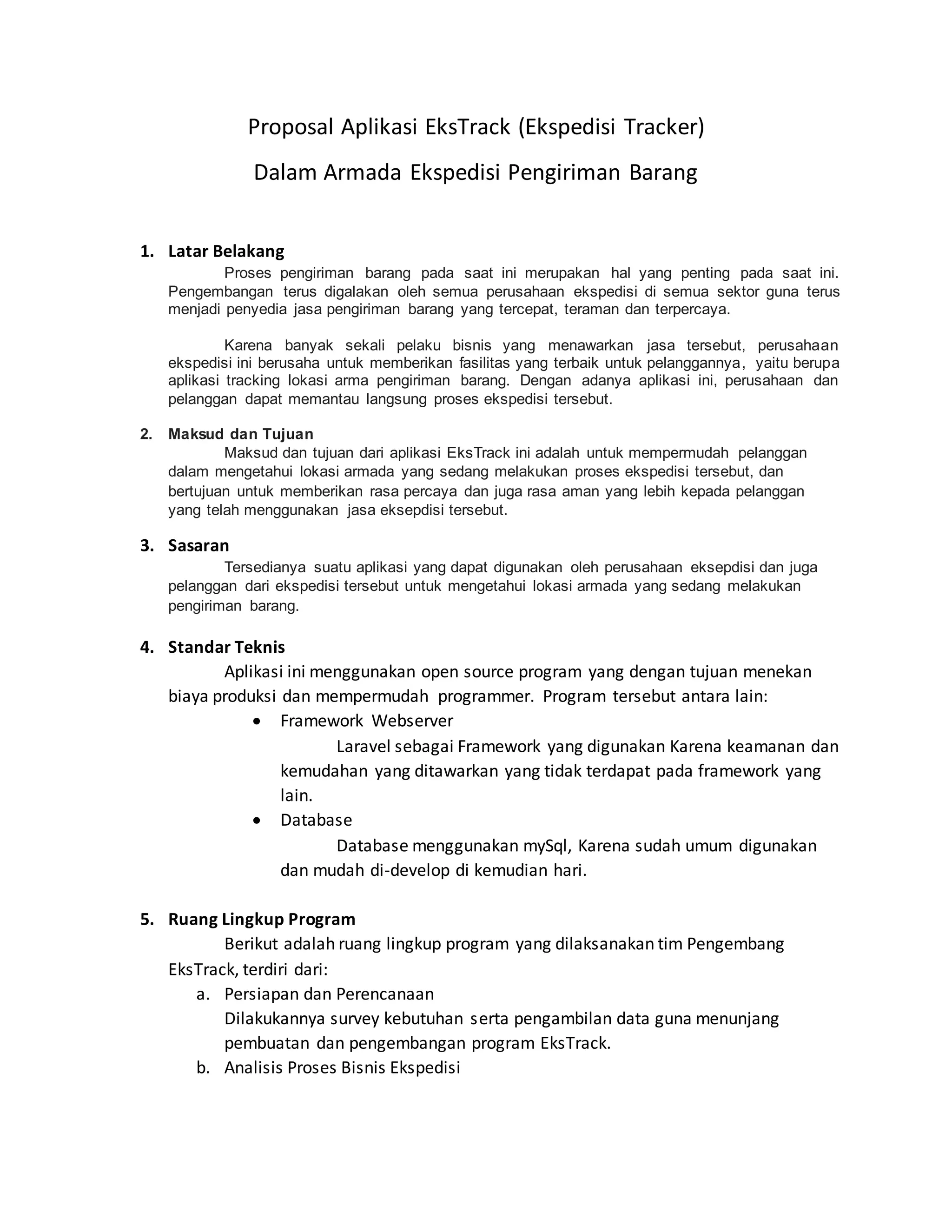 Proposal aplikasi eks track | PDF