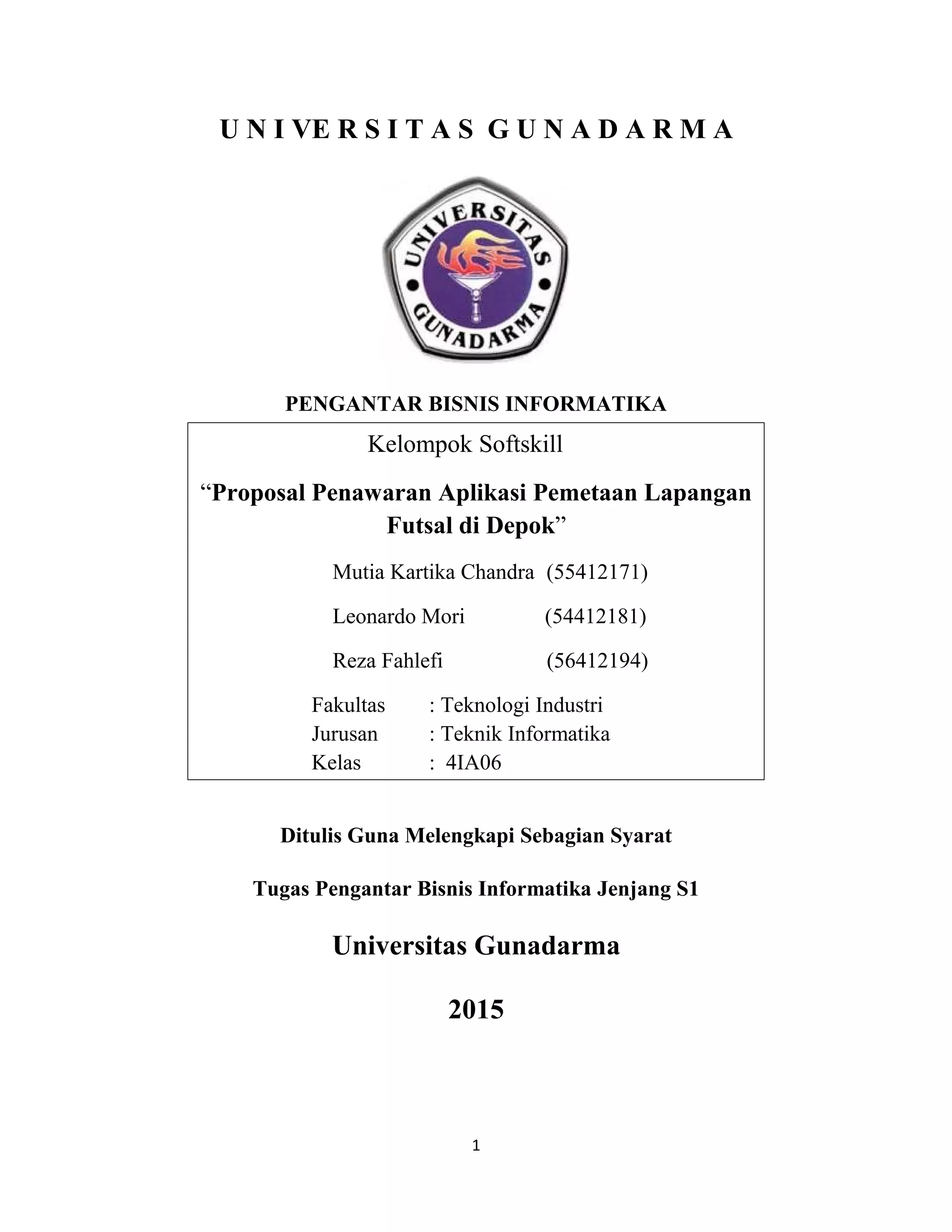 Proposal aplikasi lapangan futsal | DOC
