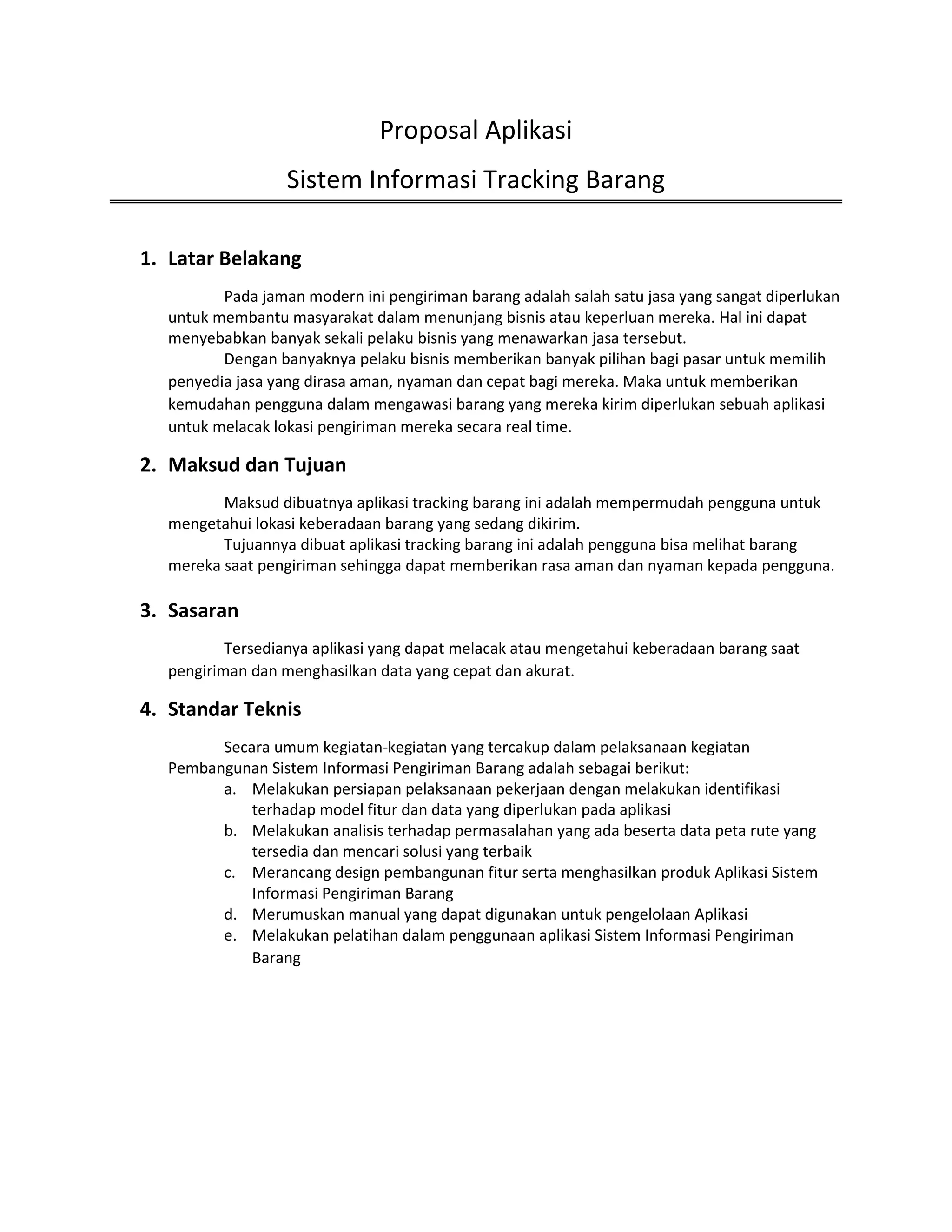 Proposal aplikasi tracking barang | PDF