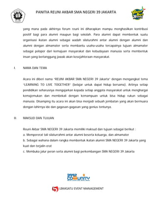 CONTOH PROPOSAL REUNI AKBAR SMA NEGERI 39 | PDF