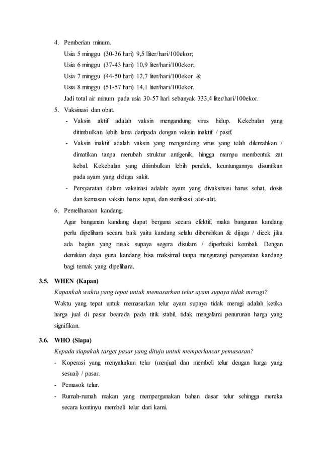 Contoh Proposal Usaha Budidaya Ayam Petelur | KEWIRAUSAHAAN | DOCX