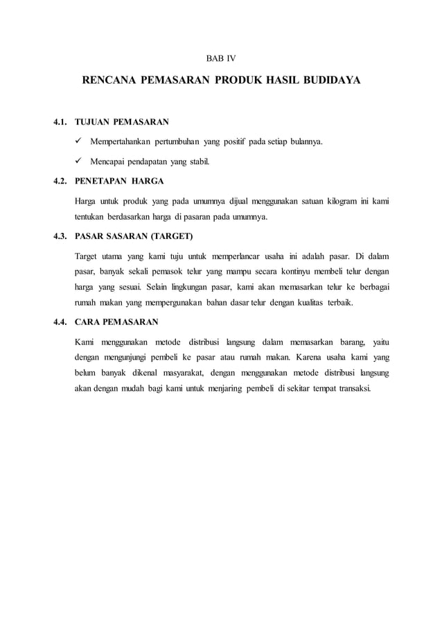 Contoh Proposal Usaha Budidaya Ayam Petelur | KEWIRAUSAHAAN | DOCX