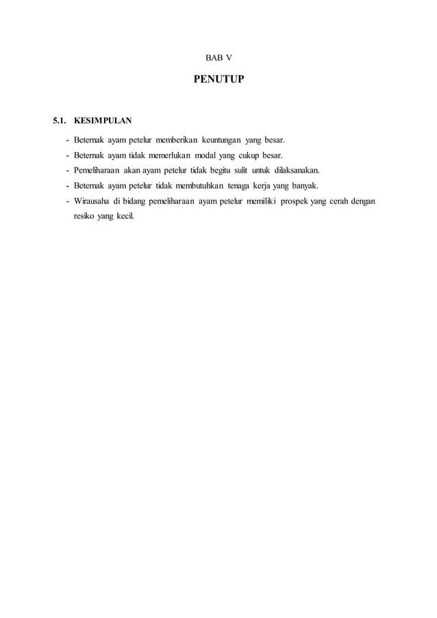 Contoh Proposal Usaha Budidaya Ayam Petelur | KEWIRAUSAHAAN | DOCX