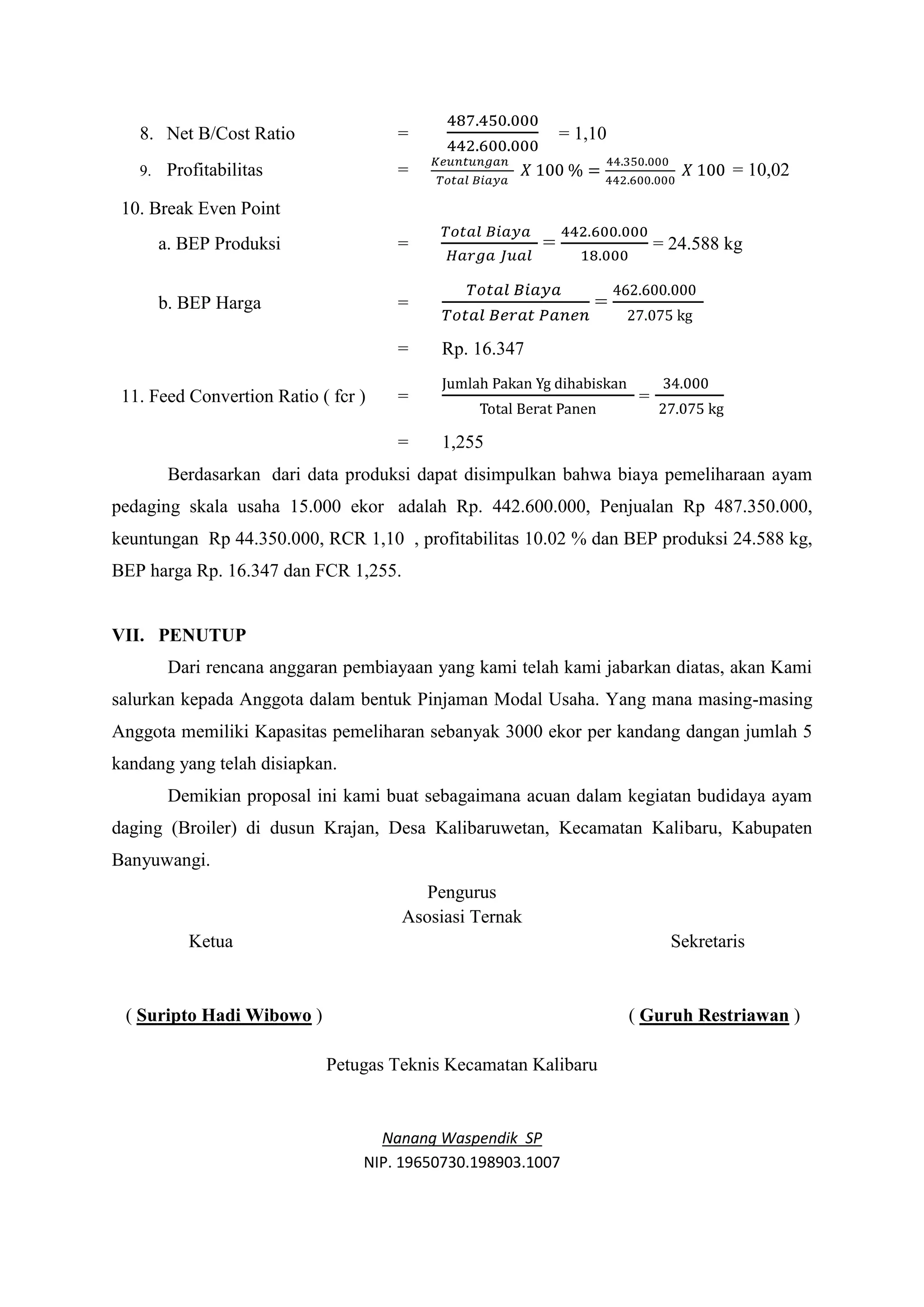 Proposal usaha ayam daging | DOCX