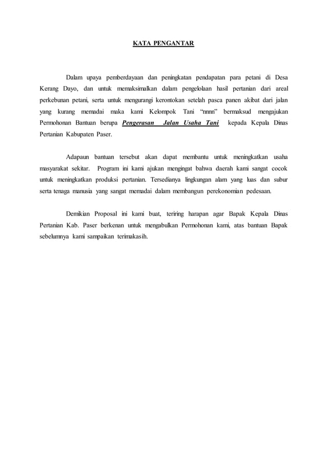 Proposal bantuan pengerasan jalan kelompok tani | DOCX