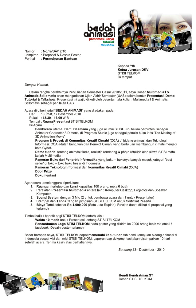 Contoh Proposal Seminar 'Bedah Animasi' | PDF