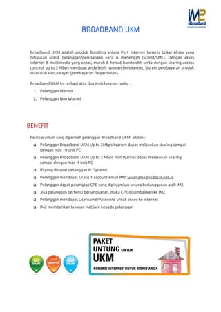 SME Broadband Internet IndosatM2 | PDF