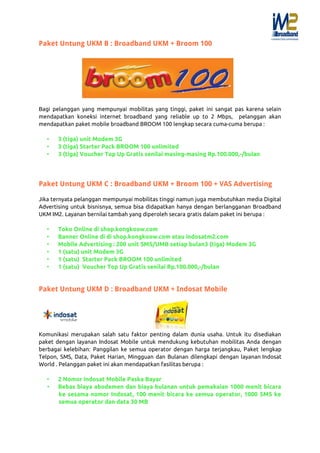 SME Broadband Internet IndosatM2 | PDF