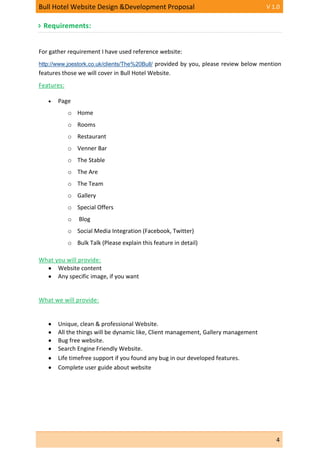 Proposal bull hotel website design & development | DOCX