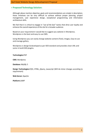 Proposal bull hotel website design & development | DOCX
