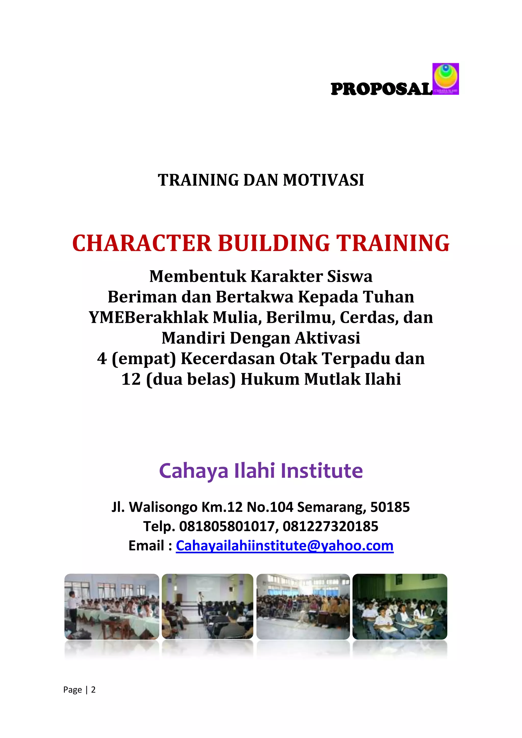Proposal character building training | PDF