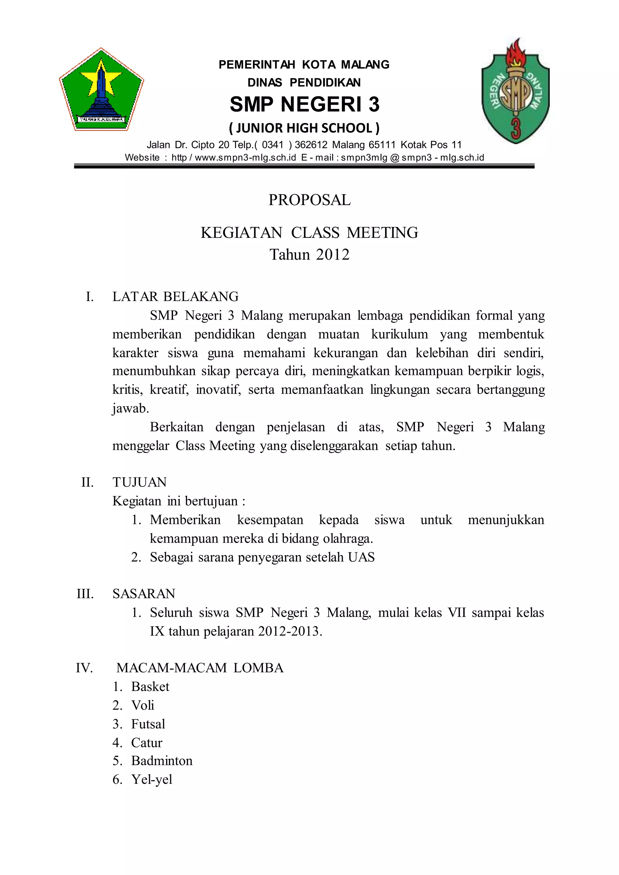 Contoh Proposal Sederhana | DOCX