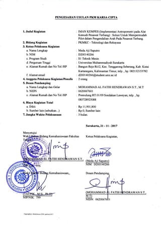 CONTOH PROPOSAL PKM-KARSA CIPTA (DIDANAI DIKTI 2018) | PDF