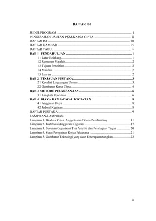 CONTOH PROPOSAL PKM-KARSA CIPTA (DIDANAI DIKTI 2018) | PDF