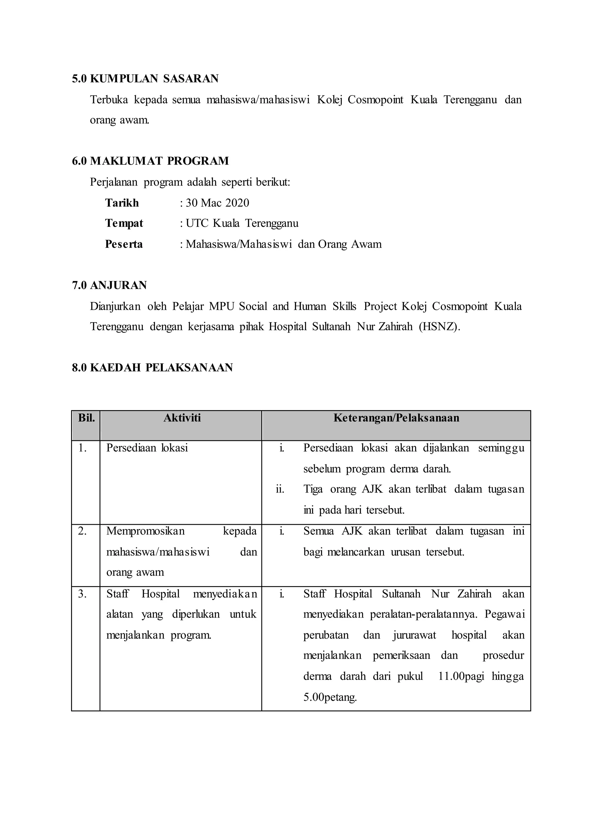 Proposal derma darah | DOCX