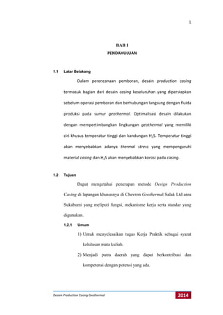 Proposal design production casing geothermal | PDF