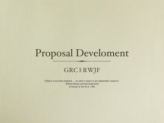 Proposal development | PPT | Postgraduate Education | College Education