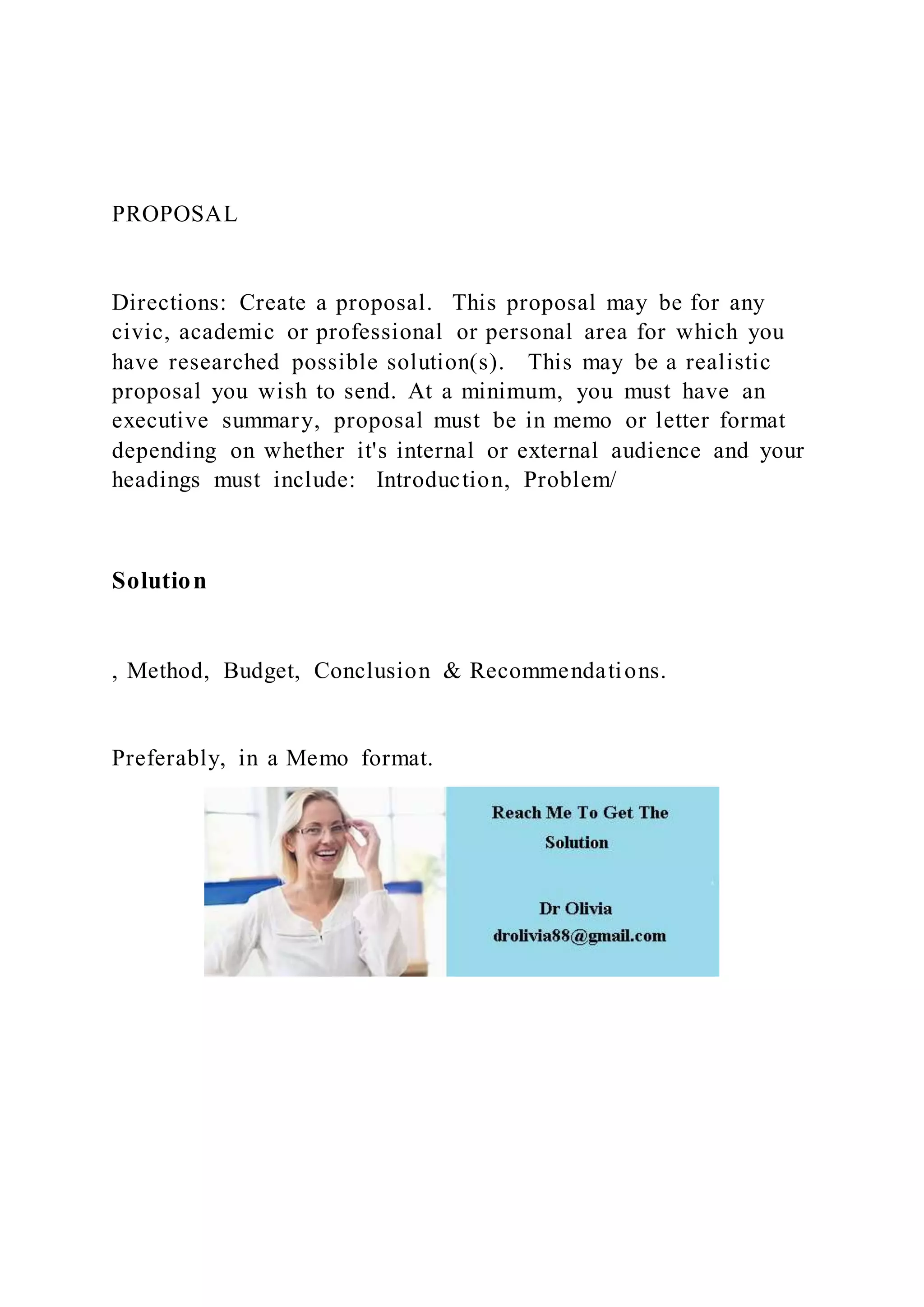 PROPOSALDirections Create a proposal. This proposal may | DOCX