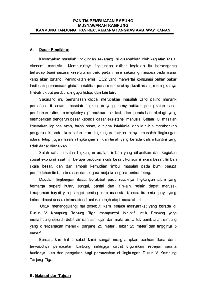 Proposal Embung Kampung | DOCX