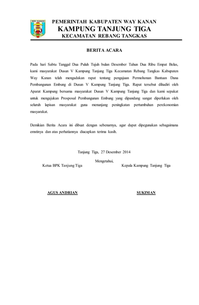 Proposal Embung Kampung | DOCX