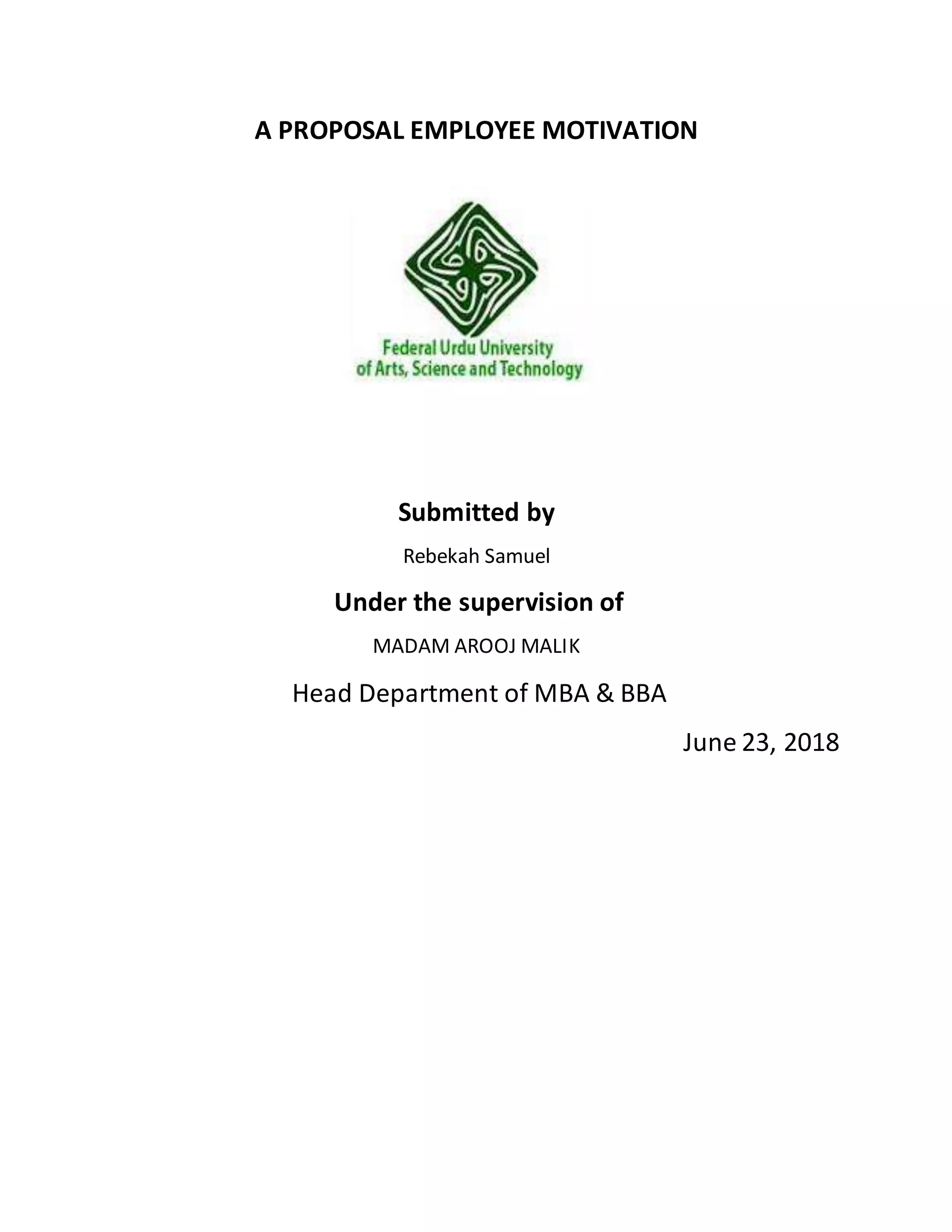 Proposal employee Motivation | DOCX