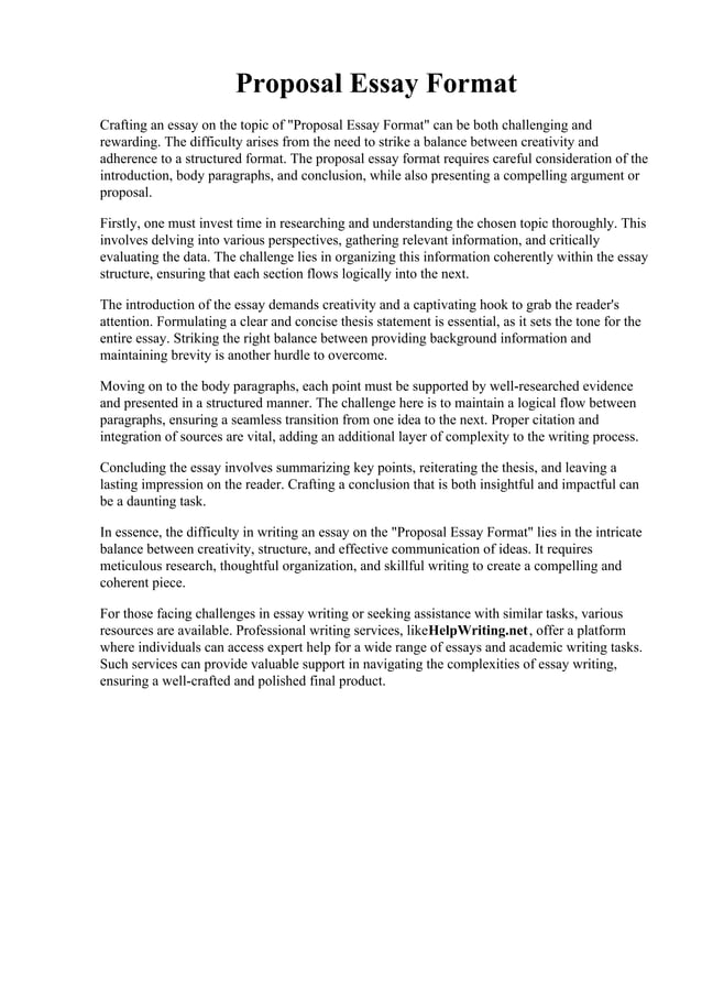 Proposal Essay Format | PDF
