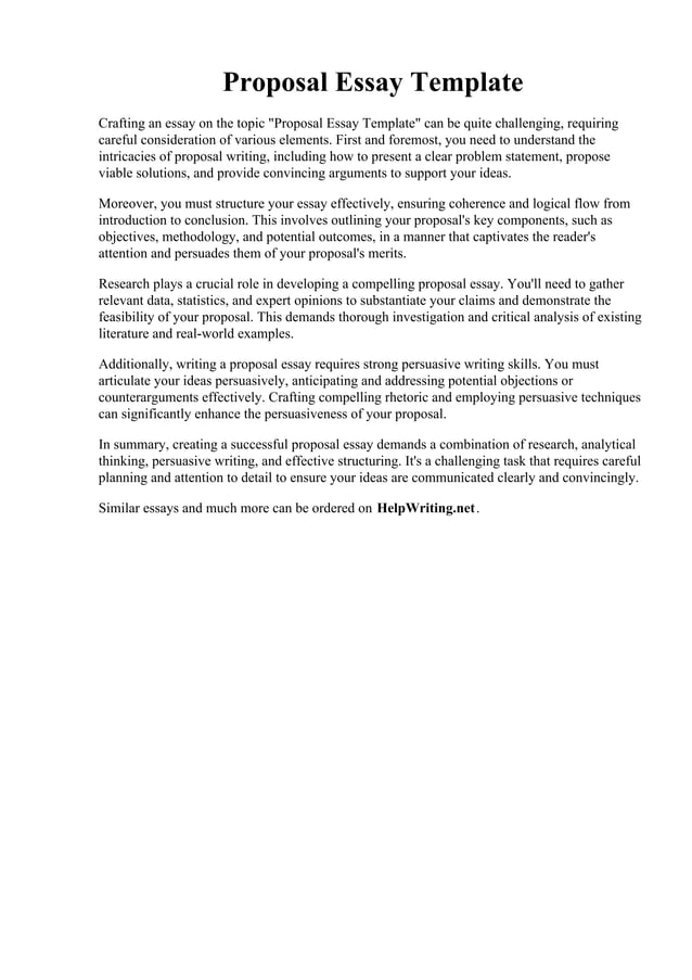 Proposal Essay Template. . Proposal Examples - 91 Samples in PDF DOC ...