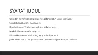 Membuat PROPOSAL EVENT management yang menarik | PPTX