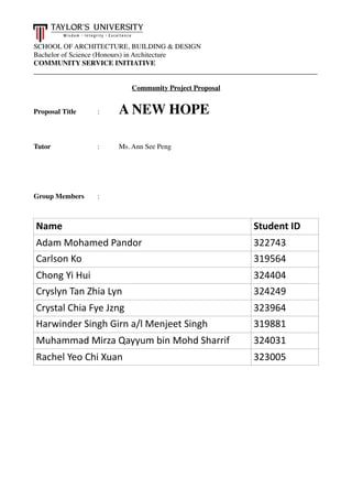 Community Service Proposal Template