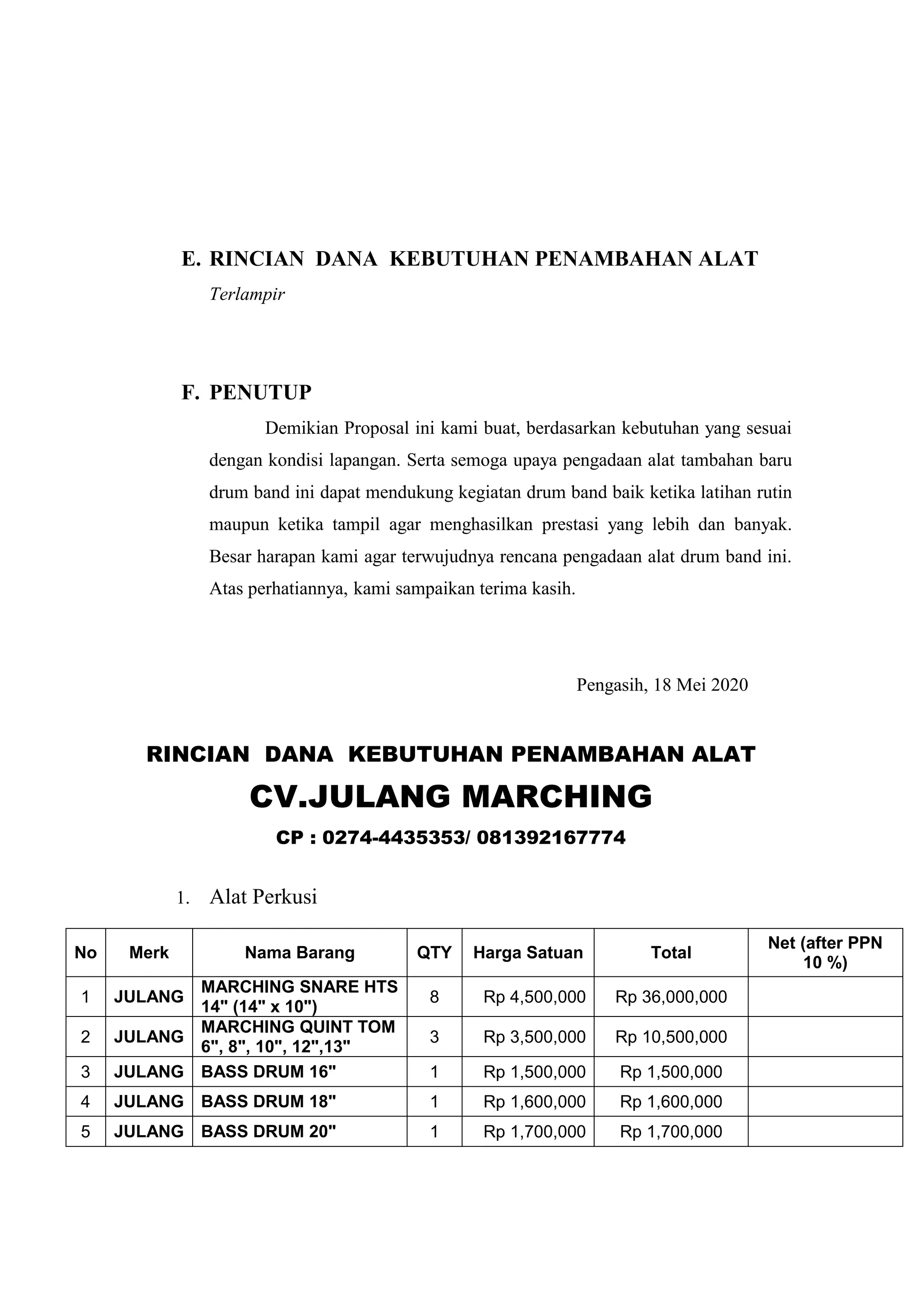 PROPOSAL FIX PENGAJUA0N ALAT DRUM BAND.doc