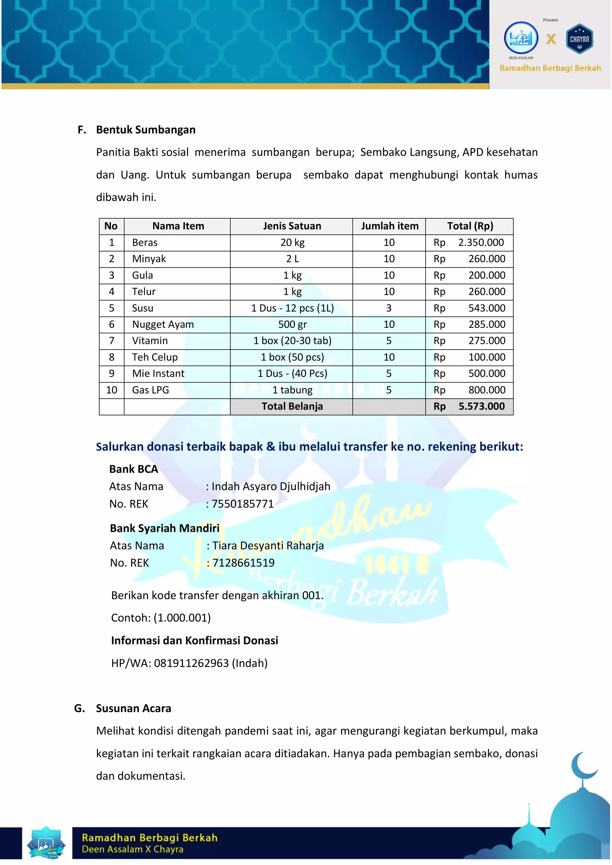 Proposal Bakti Sosial : Berbagi Sembako Panti Asuhan - by Deen Assalam ...