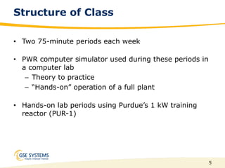 Proposal For a Nuclear Reactor Operations Course at Purdue University | PPT