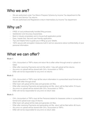 Proposal for bulk Income Tax efiling | PDF