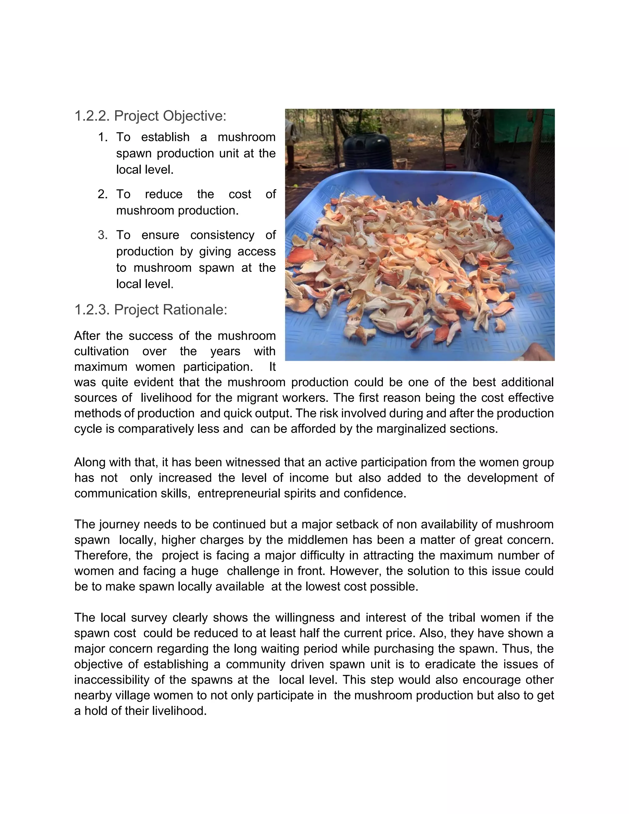 Proposal for community mushroom spawn unit | PDF