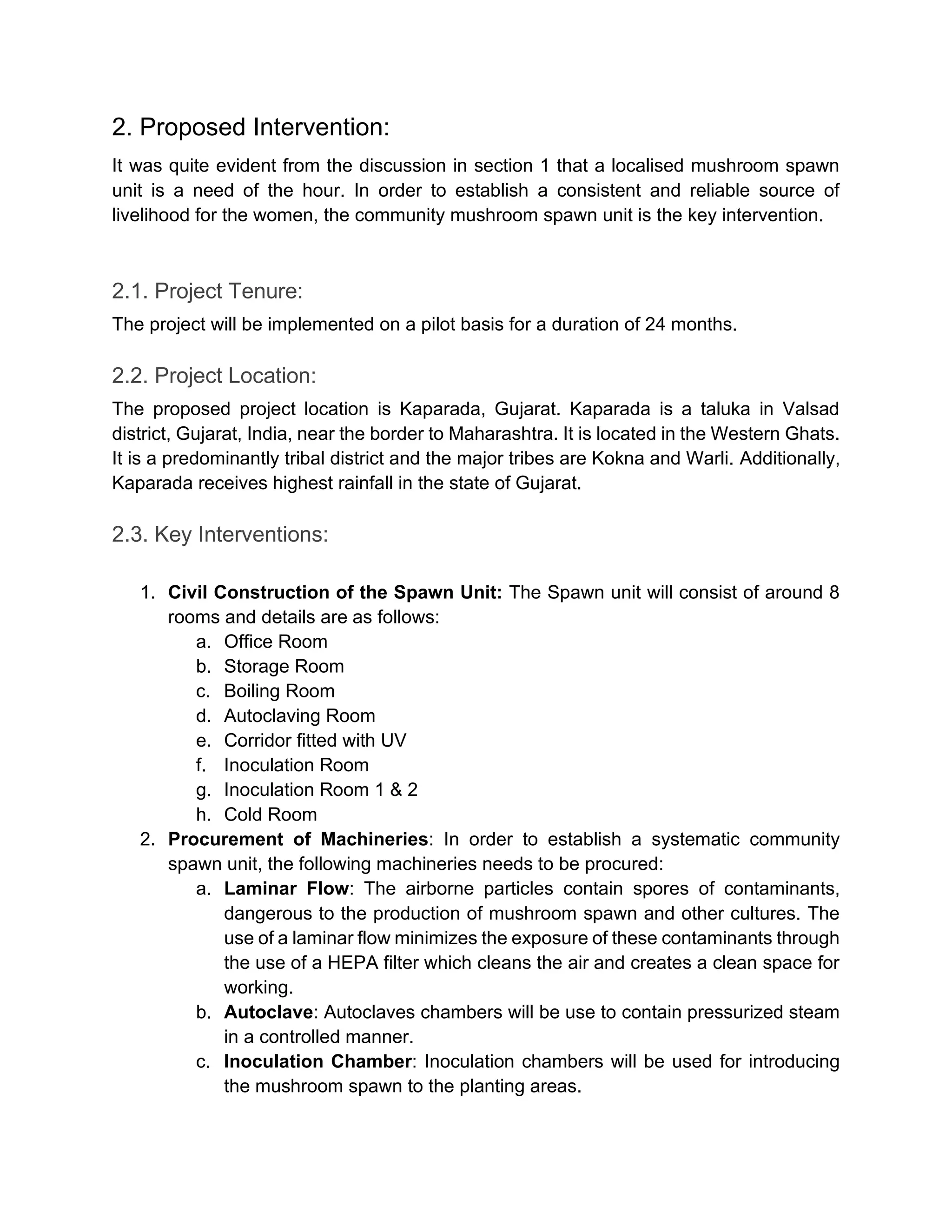 Proposal for community mushroom spawn unit | PDF