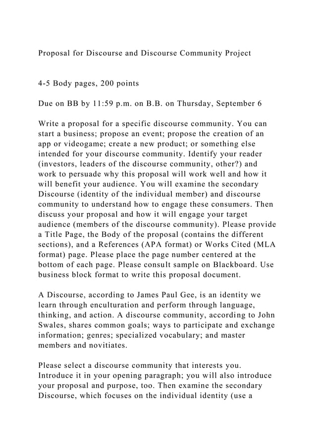 Proposal for Discourse and Discourse Community Project4-5 Body.docx