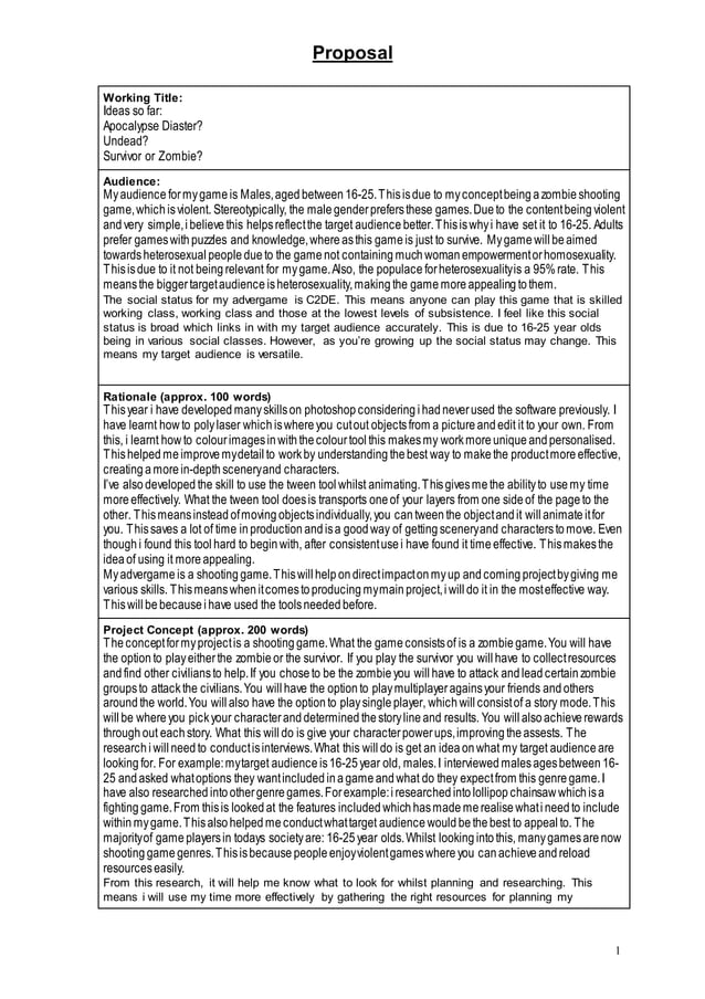 5. Proposal For Game | PDF