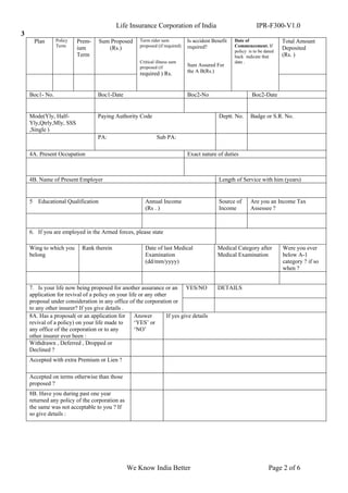 Life Insurance Policy Form