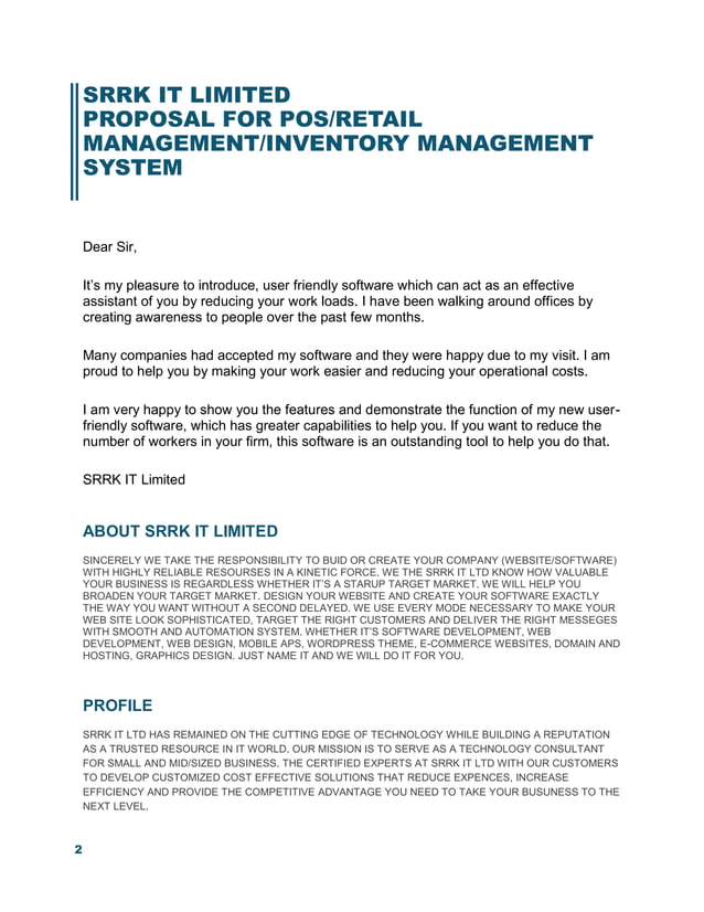 Proposal for pos | PDF | IT and Internet Support | Internet