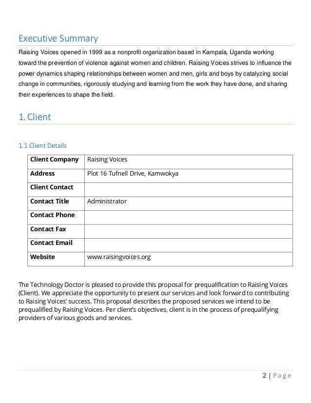 Proposal for the supply of computers and accessories raising voices