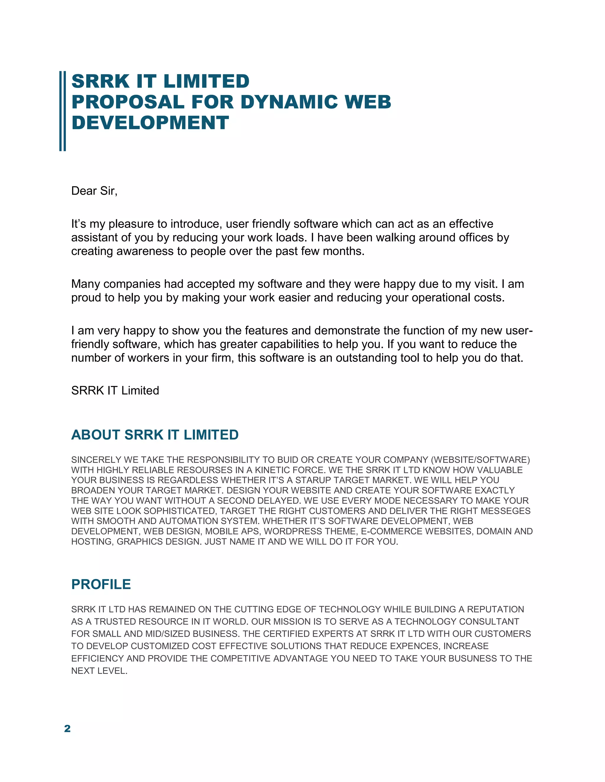 Proposal for web development | PDF